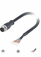 China S Code Power Cable Male M12 Circular Connector Molded End With Terminals IP67 for sale