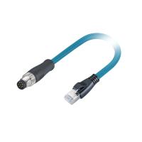 China Waterproof A Code M8 8 pin Connector Male To RJ45 Male Molded With PUR 1M Cat6A for sale