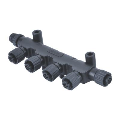 China Plastic Screw IP67 IP68 NMEA2000 M12 5 Pin Connector A Code 4 Way Male To Femalex5 for sale