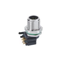 China Panel Front Side Fastening M12 5 Pin Male Connector With 90 Degree PCB Contacts for sale