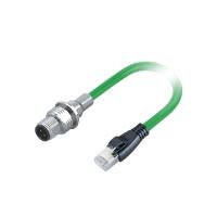 China RJ45 M12 Male D Code Panel Mount Connector PVC Cat5e Ethernet Cable for sale