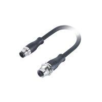 China 1M Cat5e 4x22AWG Ethernet Cable Panel Mount Connector M12 4 Pin Male D Code for sale