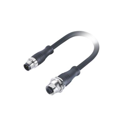 China 1M Cat5e 4x22AWG Ethernet Cable Panel Mount Connector M12 4 Pin Male D Code for sale