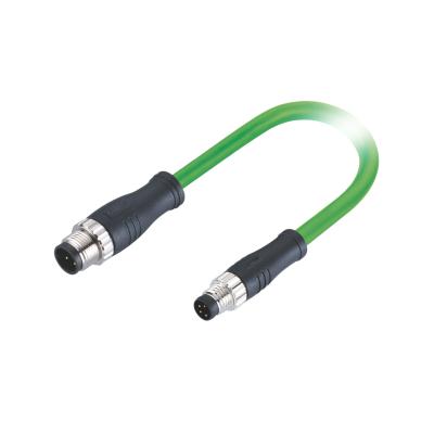 China 4 Pin Male To 4 Pin D Code Male m8 m12 connectors Molded PVC Cat5e 4x22AWG for sale