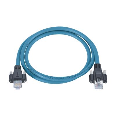 China Ethernet 8p8c Plug Molded 1m Rj45 Patch Cord Pur 4px26awg Dark Green With Locking Screws for sale