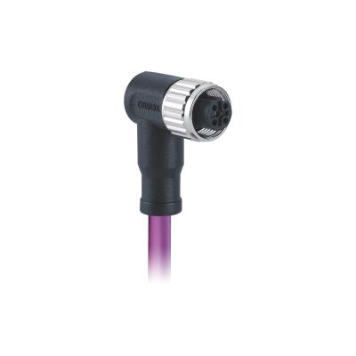 China 5 Pin M12 B Coded Connector Female Elbow Molded 0.5m Pur 2px22awg Shielded Profibus Cable for sale