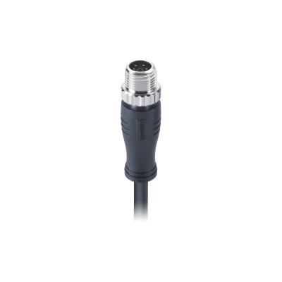 China Power Cable 16A 690V K Code M12 Connector 4 Pin +PE Male Straight Molded 0.5M PUR Shielded Cable for sale