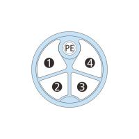 China Power Cable 16A 690V K Code M12 Connector 4 Pin +PE Male Straight Molded 0.5M PUR Shielded Cable for sale