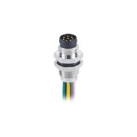 China Panel Receptacle M8 Connector 8 Pin A Code Male Rear Mount With 0.5m Single Wires for sale