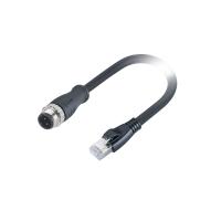 China Plug Molded 0.5m Cat5e Industrial Ethernet Cable 4x22awg M12 for sale