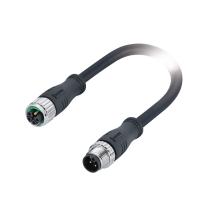 China 16a / 63v M12 L Code Connector 4 Pin+Pe Male To Female Molded 1m Pvc 5x16awg Shielded Power Cable for sale