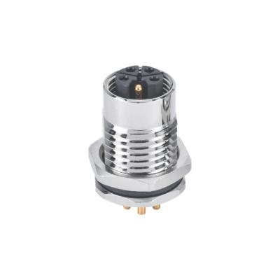 China L Code M12 Panel Mount Connector Female Front Side Fastening With Pcb Contacts Pg9 for sale