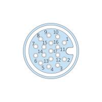 China Pg9 Chassis Side Thread M12 Panel Connector 17 Pin Front Mount With 0.5m Single Wires for sale