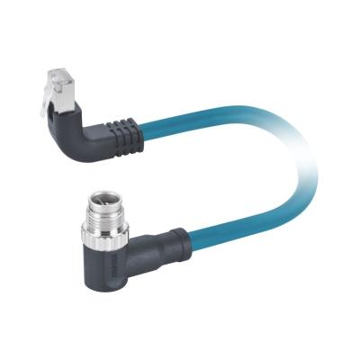 China Oem M12 Ethernet Cable X Code Right Angled Male Connector Pur Cat 6a 4px26awg for sale