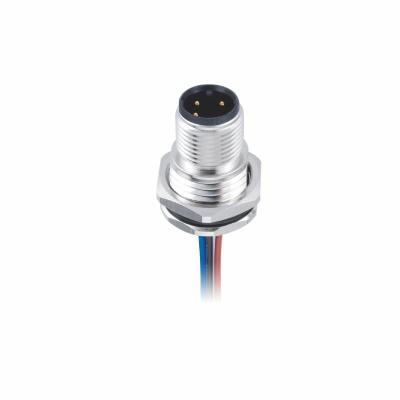 China Waterproof M12 Sensor Connector A Code 3 Pin Panel Mount Front Fastened Connector for sale