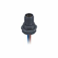 China Plastic Screw M12 Circular Connector A Code 5 Pin Male Panel Front Mount for sale