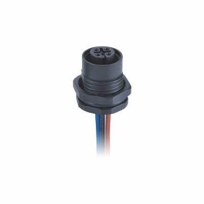 China Plastic Screw M12x1 4 Pin Connector 0.2m Panel Mount M12 A Coded Female Connector for sale
