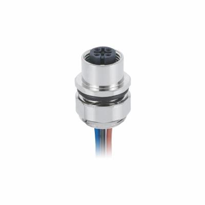 China 3 Pin M12 Female Panel Mount Connector A Code For Automation Applications for sale
