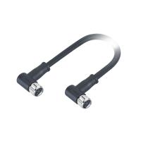 China Right Angled M8 Connector Cable A Code Female To Female 4Pin Molded for sale