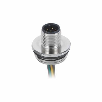 China Power M12 Circular Connector 4A 60V Soldering Termination For Waterproof Chassis for sale