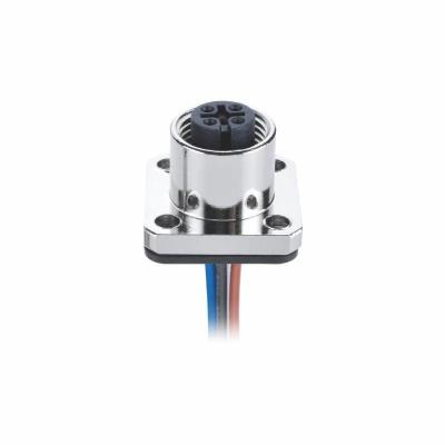 China Automation M12 4 Pin Male Connector Flange Type PG9 Male Panel Mount Connector for sale
