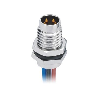 China Panel Mount Male M8 Power Connector 4Pin With 0.2M Single Wires for sale