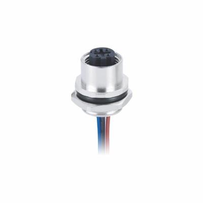 China 4A 250V M12 Circular Connector 4 Pin D Code Female Rear Fastened For Automotive for sale
