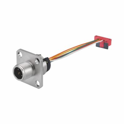 China 5 Pin M12 Circular Connector A Code Male Squre Flange Panel Connector for sale