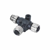 China Unshielded Waterproof M12 NMEA 2000 T Connector A Code Male Split To 2 X Female for sale