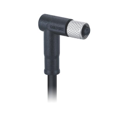 China Waterproof M5 Female Connector 4Pin Molded Right Angled Connector for sale