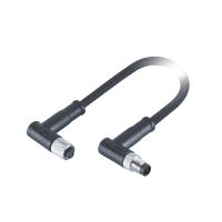 China 1M PVC M5 Male To Female Cable 3Pin Molded Right Angled Connector for sale
