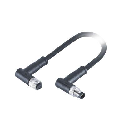 China 1M PVC M5 Male To Female Cable 3Pin Molded Right Angled Connector for sale