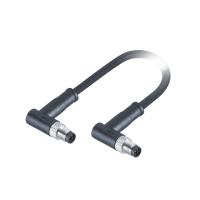 China Right Angled M5 Male To Male Cable 4Pin Molded 1M TPU Over Molding Cable for sale