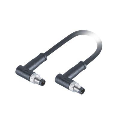 China Right Angled M5 Male To Male Cable 4Pin Molded 1M TPU Over Molding Cable for sale