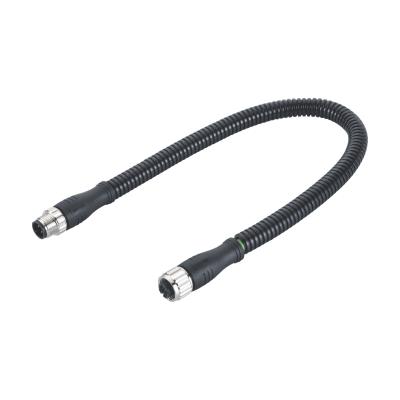 China Flexible Electrical Wire Harness Male To Female M12 Connecting Armoured Cable for sale