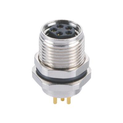 China A Code Female M8 Circular Connector 5Pin Panel Front Mount PCB Contacts for sale