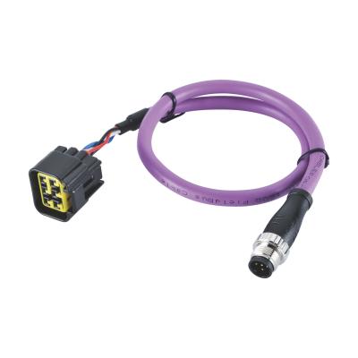 China 4A 250V Electrical Wire Harness AWG 22 M12 Connector Automotive Can Bus Cable for sale