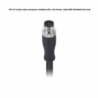 China EMI Shielded M12 Circular Connector Male S Code Molded With 12A Power Cable for sale