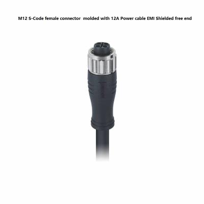 China S Code M12 Female Connector Free End EMI Shielded Connector For AC Applications for sale