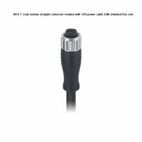 China Robotics M12x1 4 Pin Connector Shielded 15m T Code Balck M12 Power Cable for sale