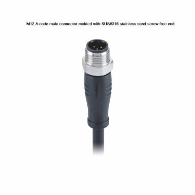 China Waterproof M12 A Coded 5 Pin Connector SUS 316 Stainless Steel Screw Free End for sale