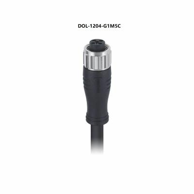 China 1.5m Sensor Actuator Cable M12 T Code 4Pin 12A Female Connector EMI Shielded for sale