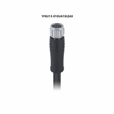 China PUR M8 Circular Female A Code 3 Pin Connector Soldering Termination for sale