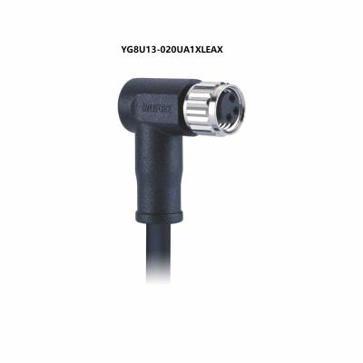 China Circular M8 Female Sensor Actuator Cable Right Angled Connector A Code 3Pin PUR for sale