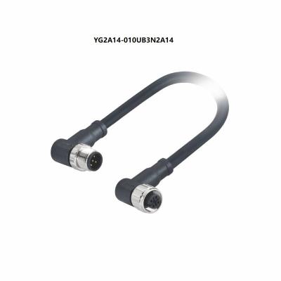 China 4A 250V Sensor Actuator Cable M12 Male To Female 3Pin Right Angled PVC for sale