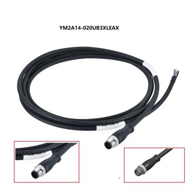 China M12 Sensor Actuator Cable A Coding Male Straight Connectors 4pin 2m PUR Cable for sale