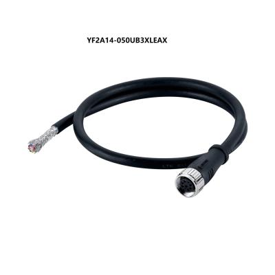 China Unshielded 5m 4Pin PUR Jacket Cable A Coded Female M12 Connector for sale
