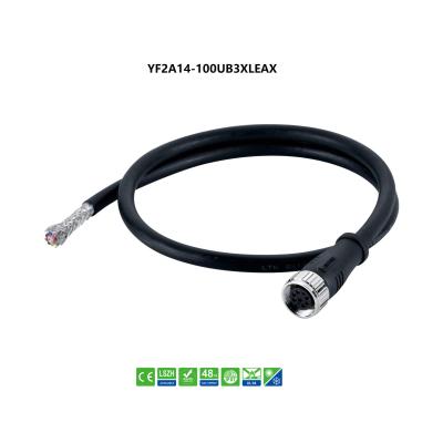 China 10m 4Pin Unshielded PUR Jacket Cable M12 A Coded Female Connector for sale