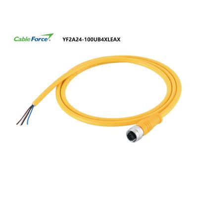 China 10m 4Pin Sensor Actuator Female Connector Cable Ip68 M12 EMI Shielded for sale