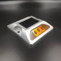 China Road Raised Pavement Marker 6 LED Chips Metal Square Raised street Cat Eye Rechargeable Solar Road Stud for Parking Lot for sale